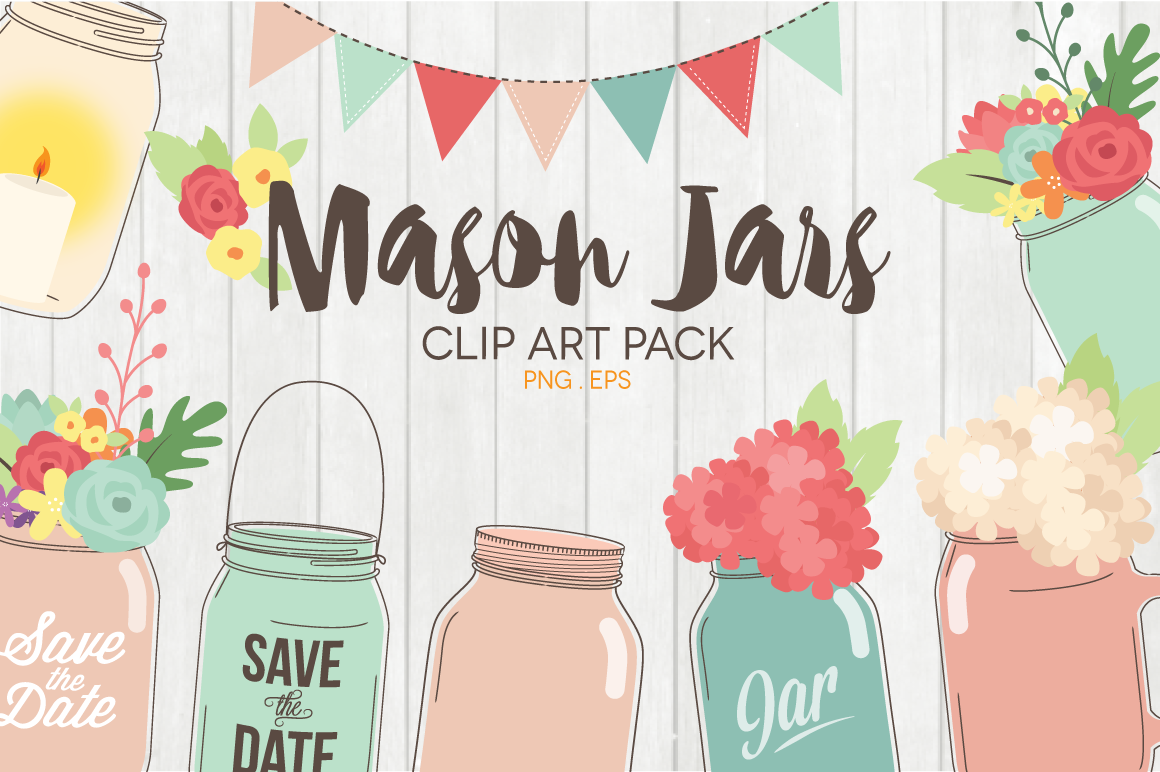 Mason Jar Clip Art, an Illustration by Peachycottoncandy