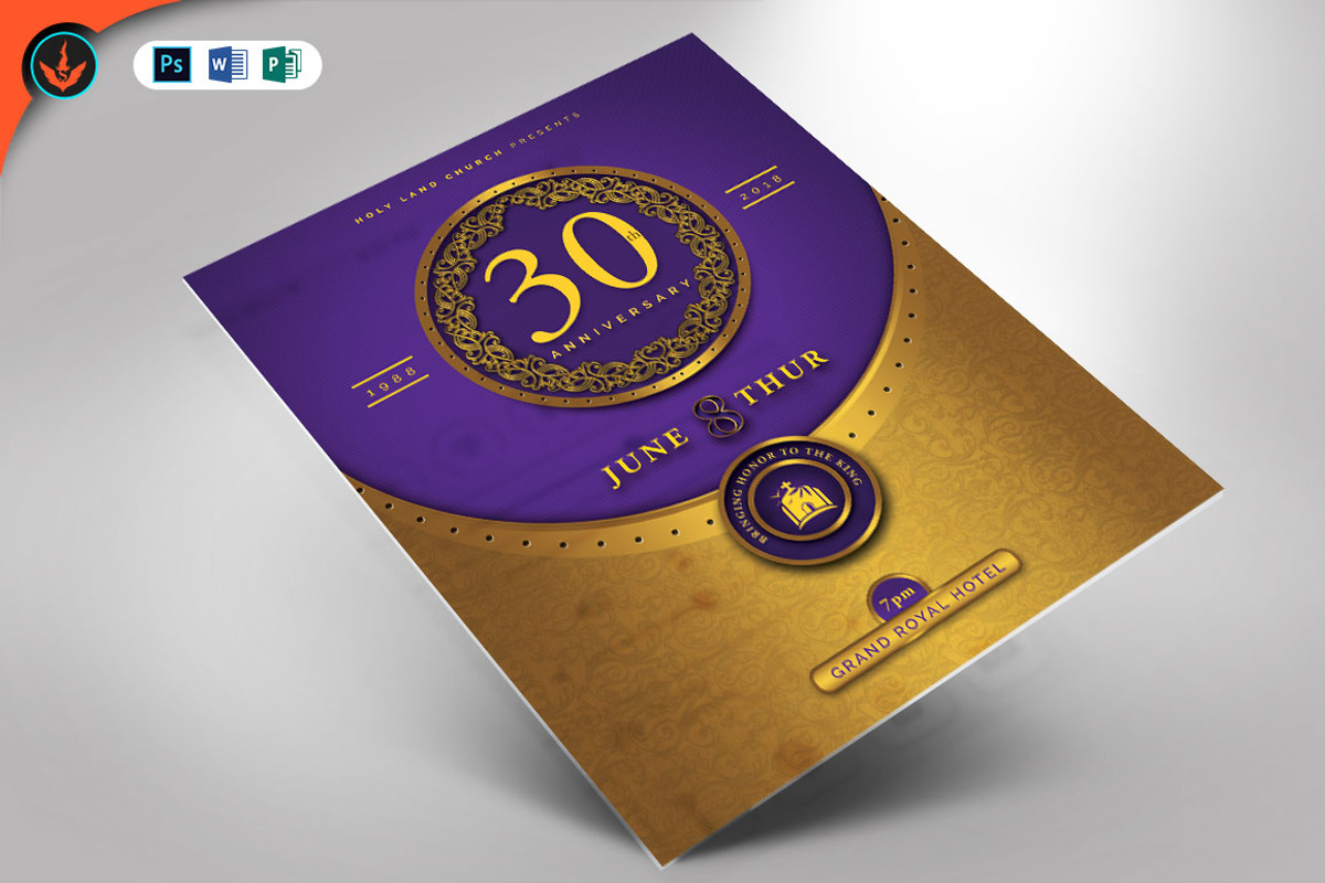 Gold and Violet Anniversary Flyer, a Flyer Template by SeraphimChris
