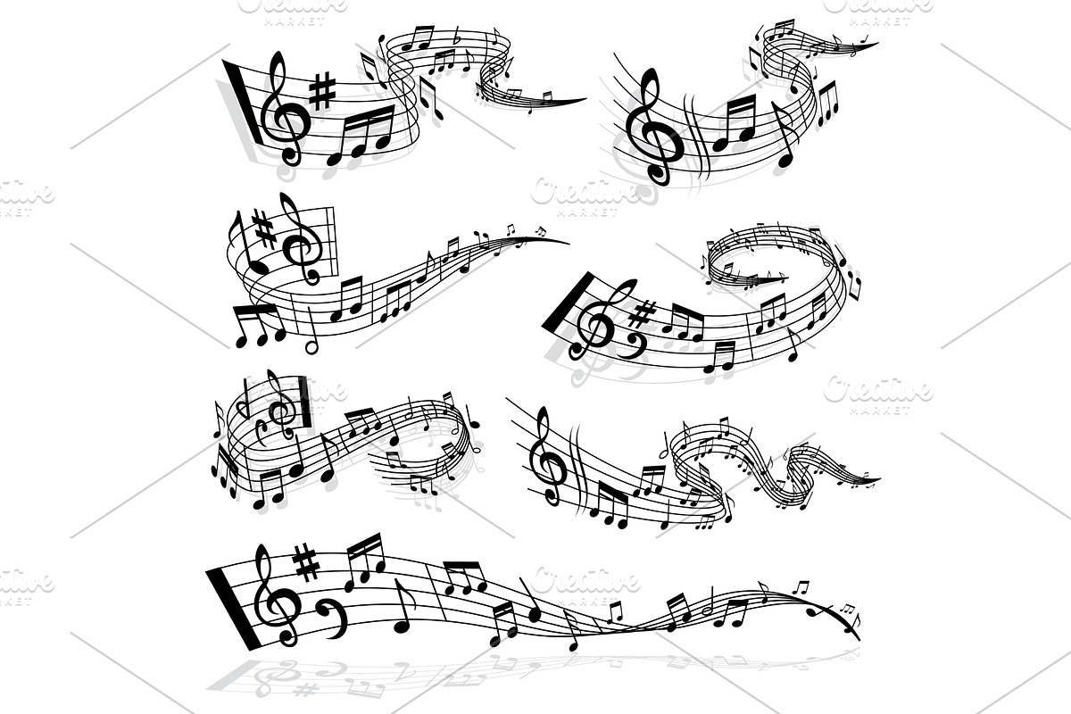 Music wave with notes, an Illustration by Vector Tradition