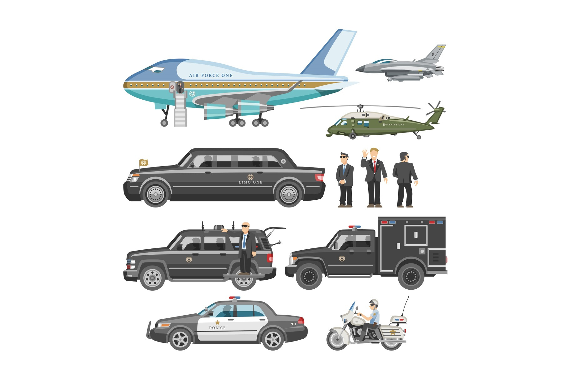 Government car vector presidential, a Person Illustration by RocketArt