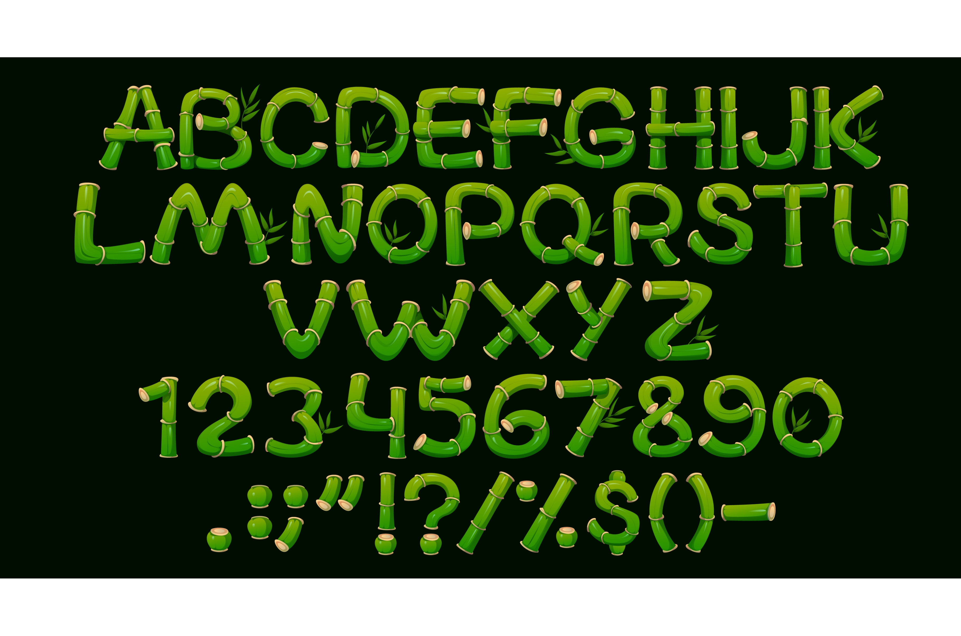 Bamboo font, jungle forest plant, an Object Illustration by Vector ...