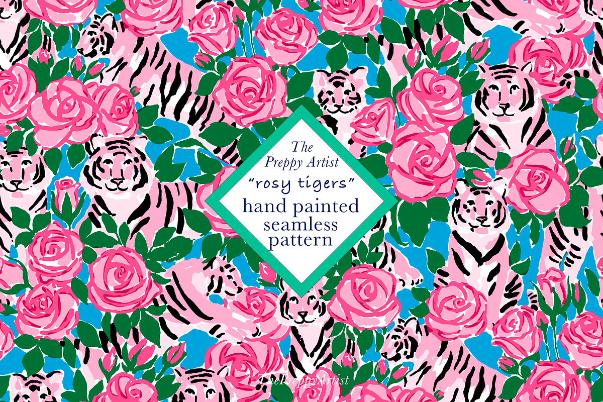 Preppy Seamless Tiger Pattern, a Pattern Graphic by The Preppy Artist