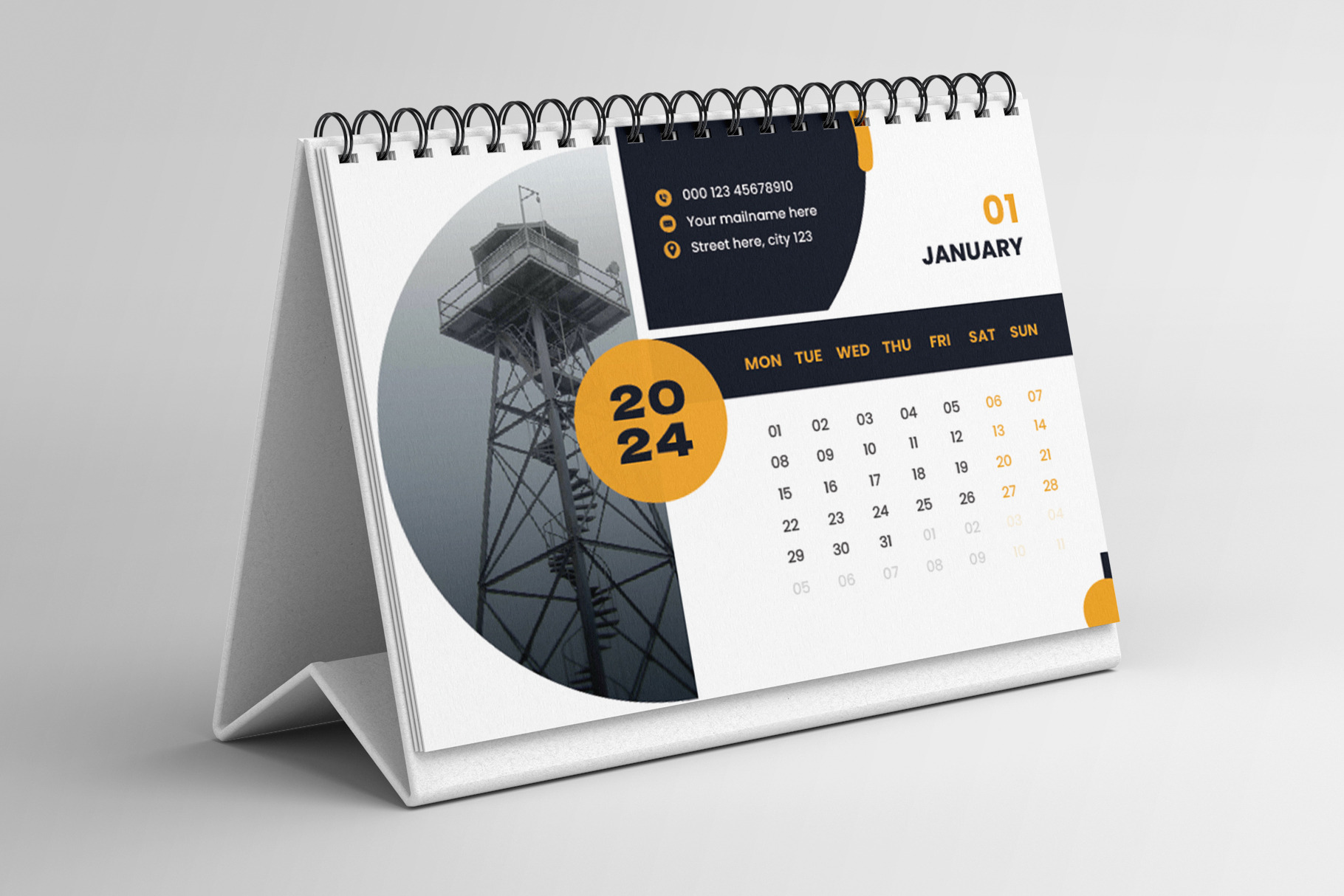 Desk Calendar Template 2024