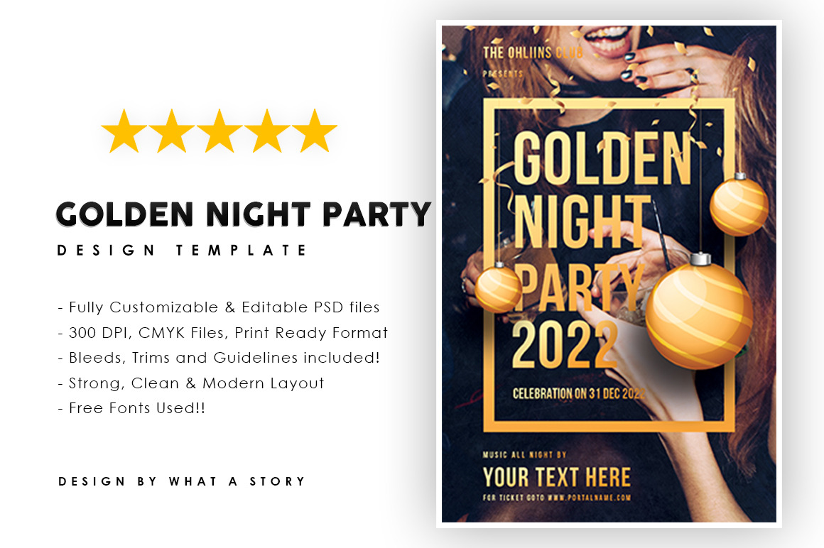 Golden Night Party, a Flyer Template by What a Story