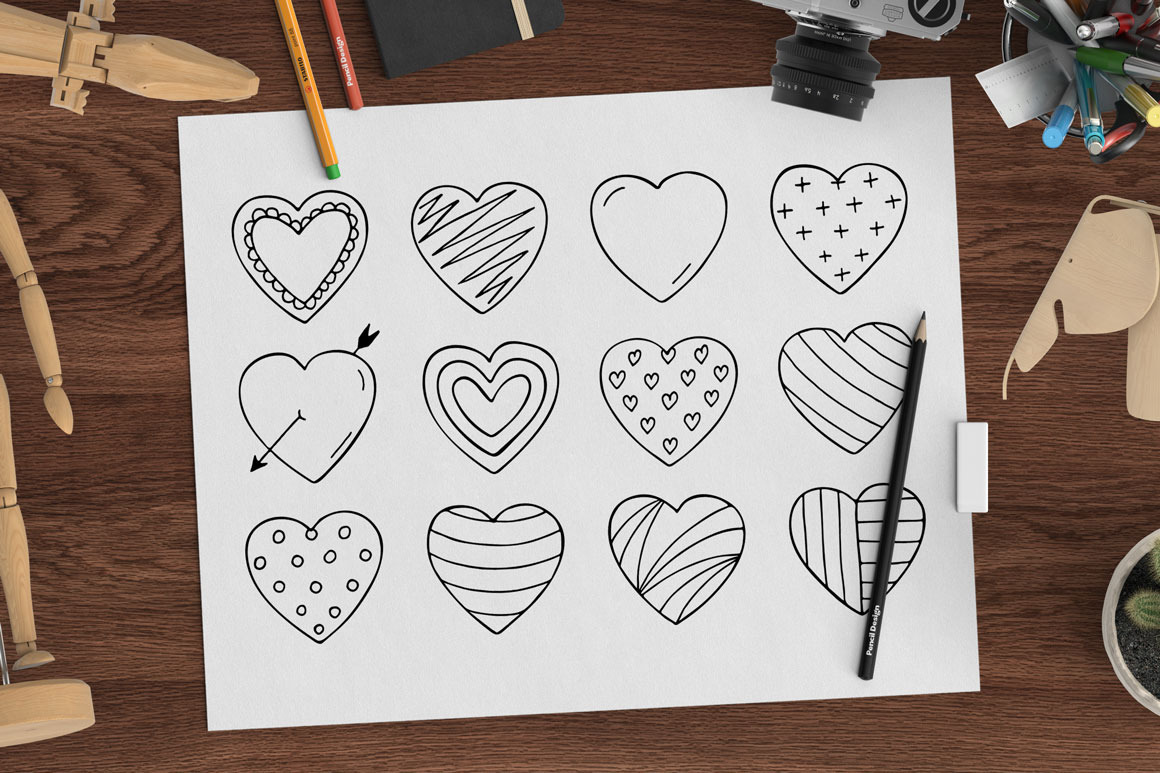 Hand drawn hearts + seamless pattern, a Pattern Graphic by ExpressShop