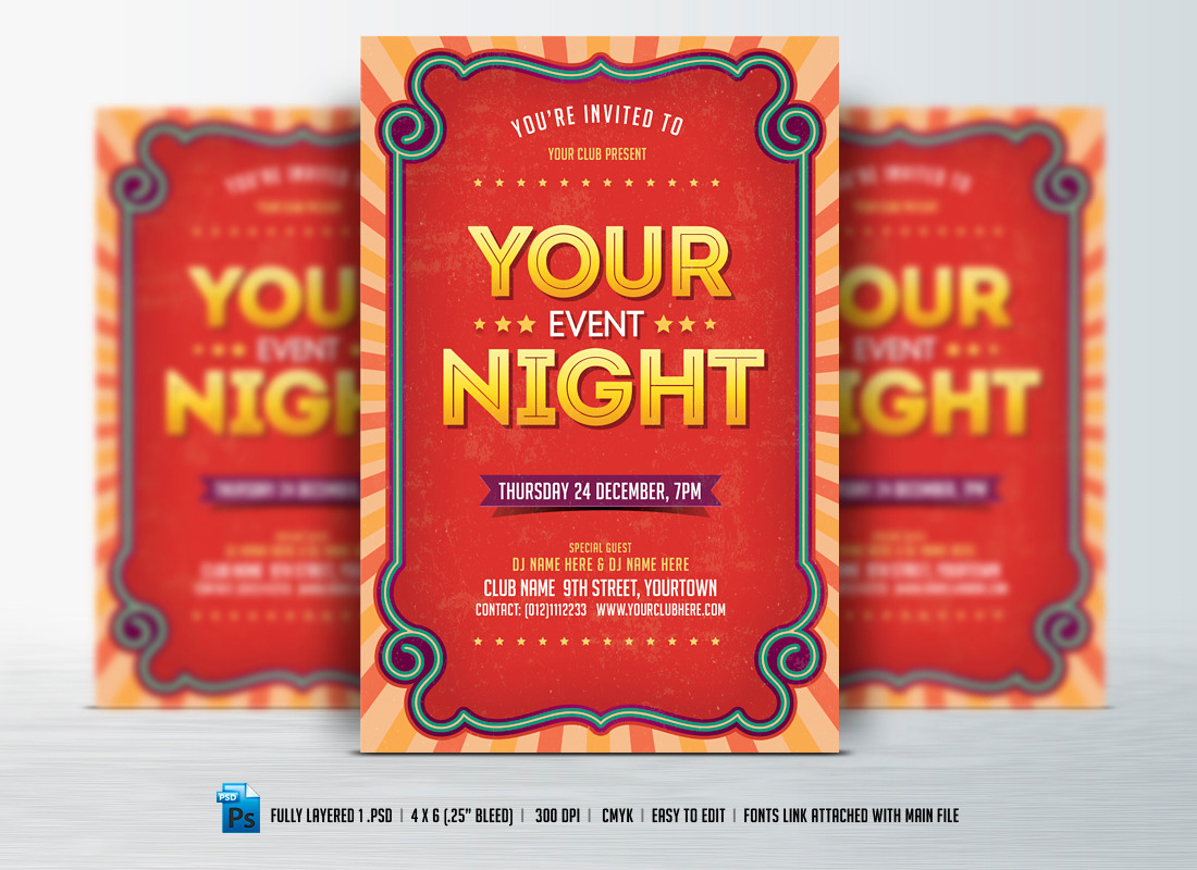Event Night Flyer, a Flyer Template by DesignWorkz