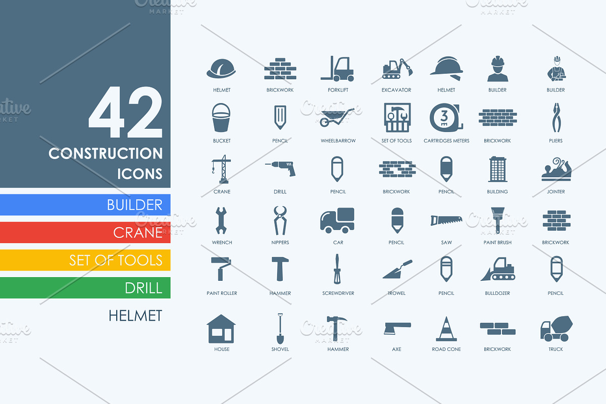 42 construction icons, an Icon by Palau