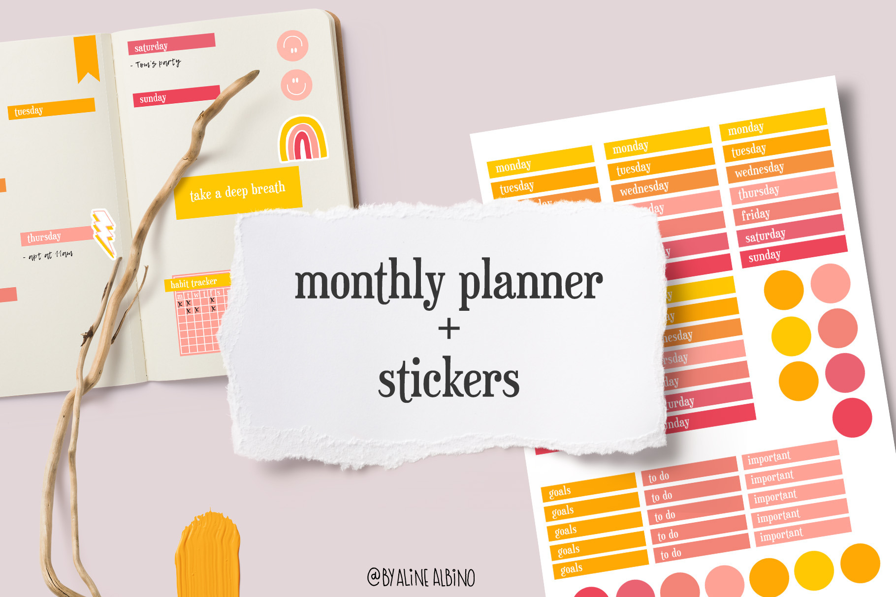 Printable Monthly Planner Stickers | Creative Market