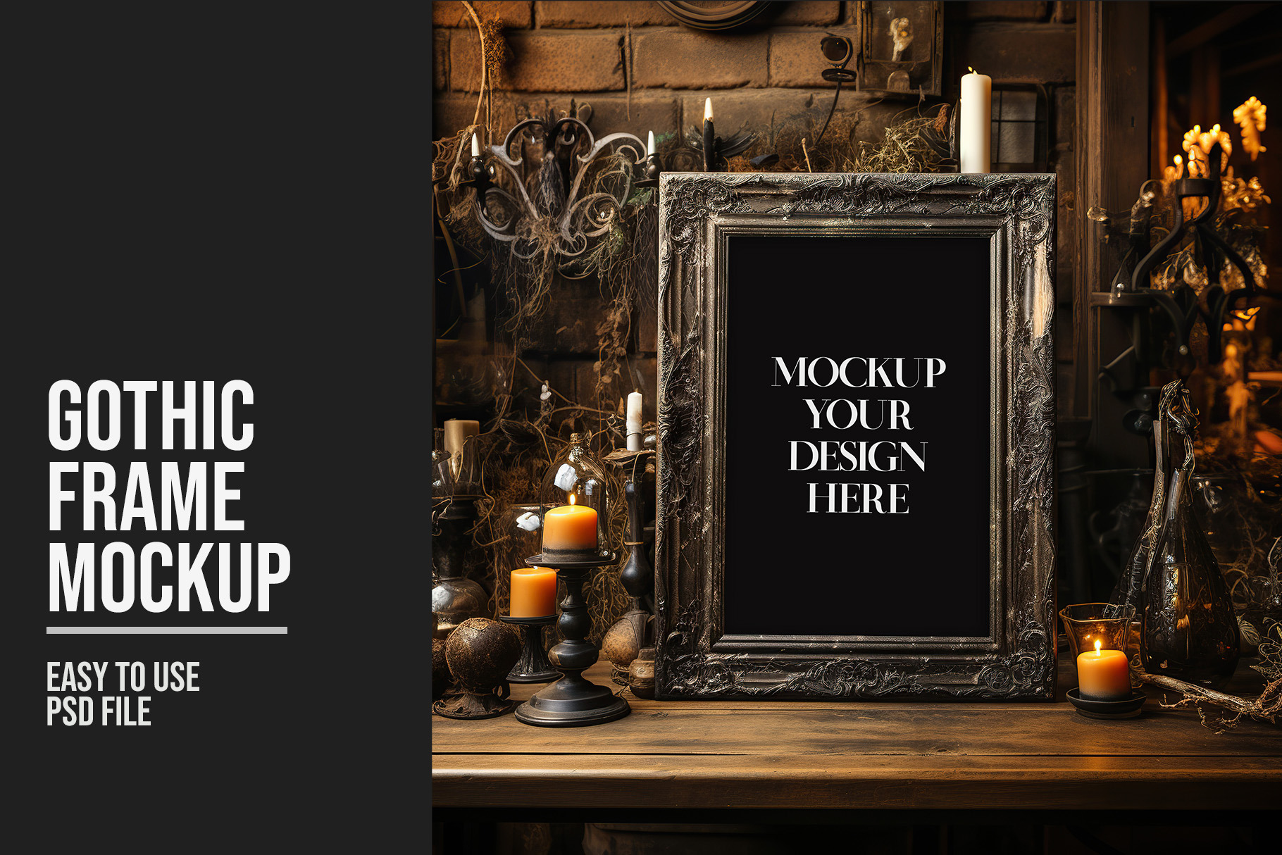 VINTAGE GOTHIC FRAME Mockup, a Mockup by AYAKA Studio Co.