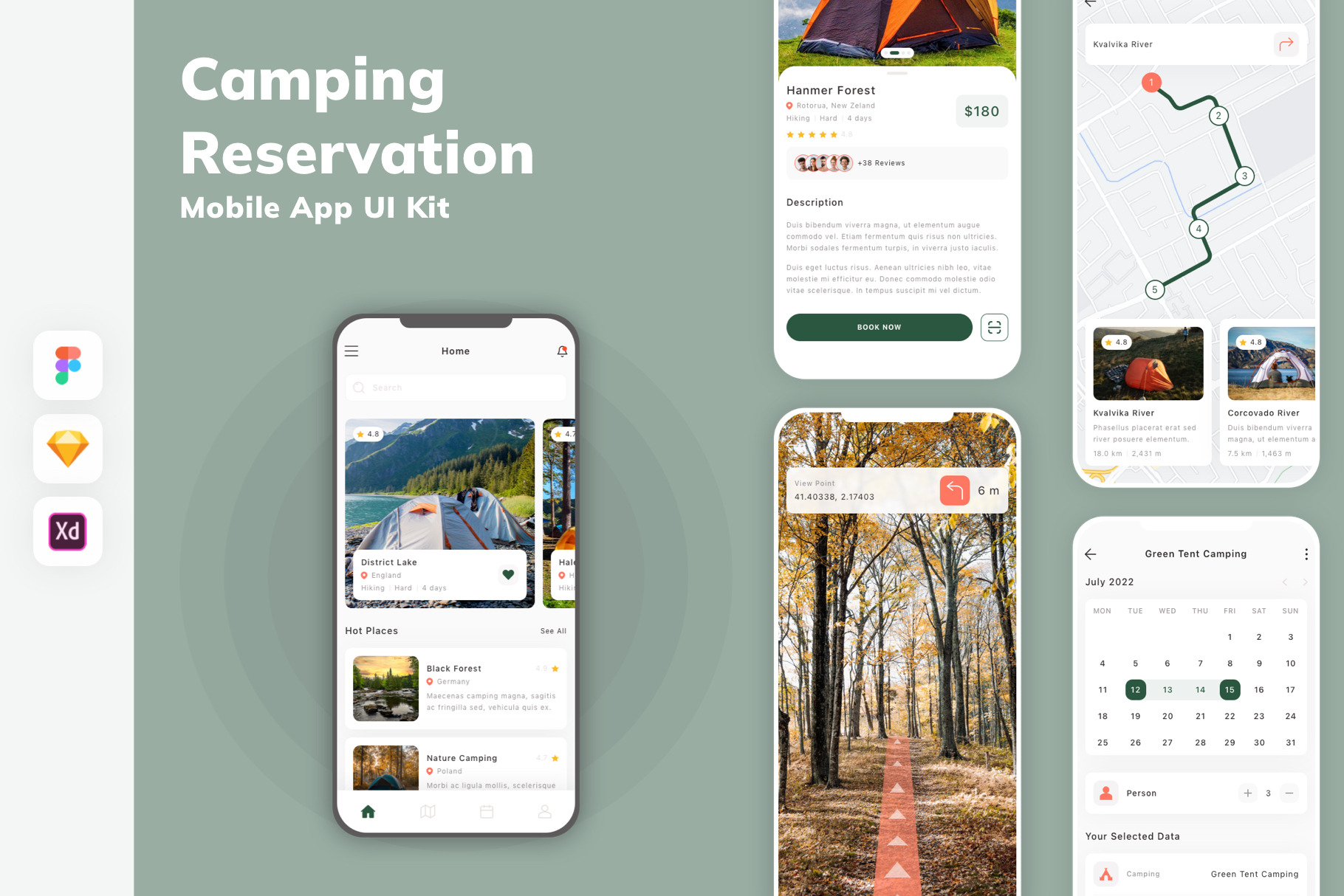 Camping Reservation App UI Kit, an UI Kit Template by uicube