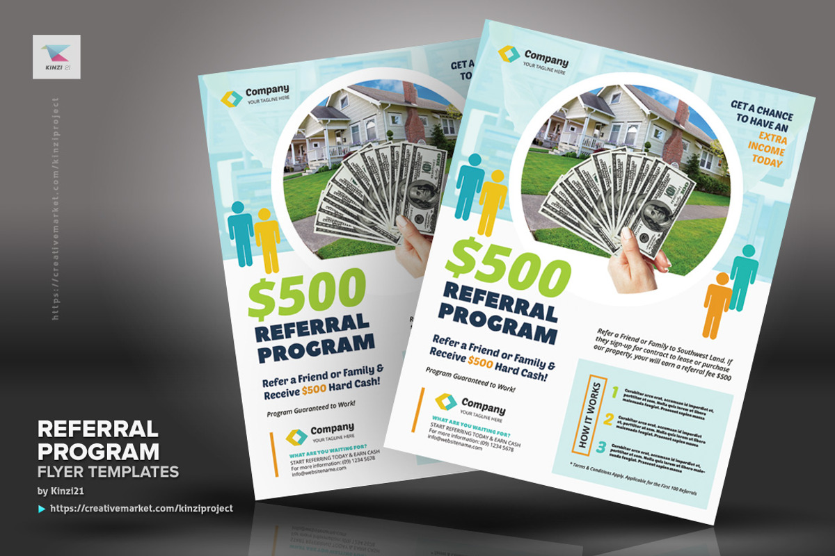 Referral Program Flyer Templates, a Flyer Template by kinzi21