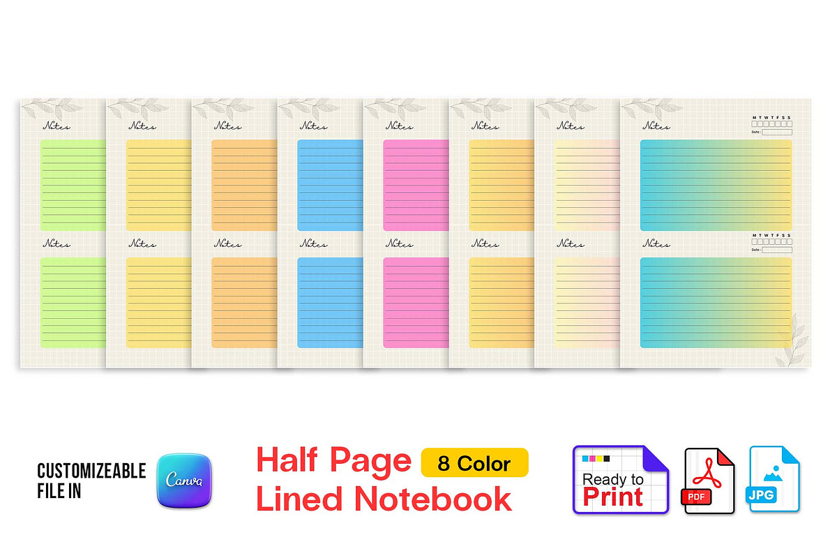 Printable Half Page Lined Note Pages