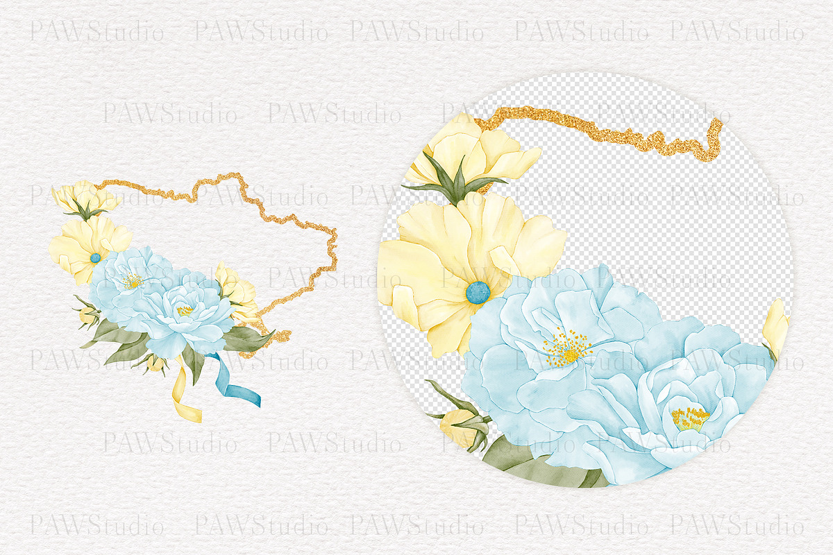Ukraine Map Card Blue Yellow Peace, a Card Template by PawGraphic