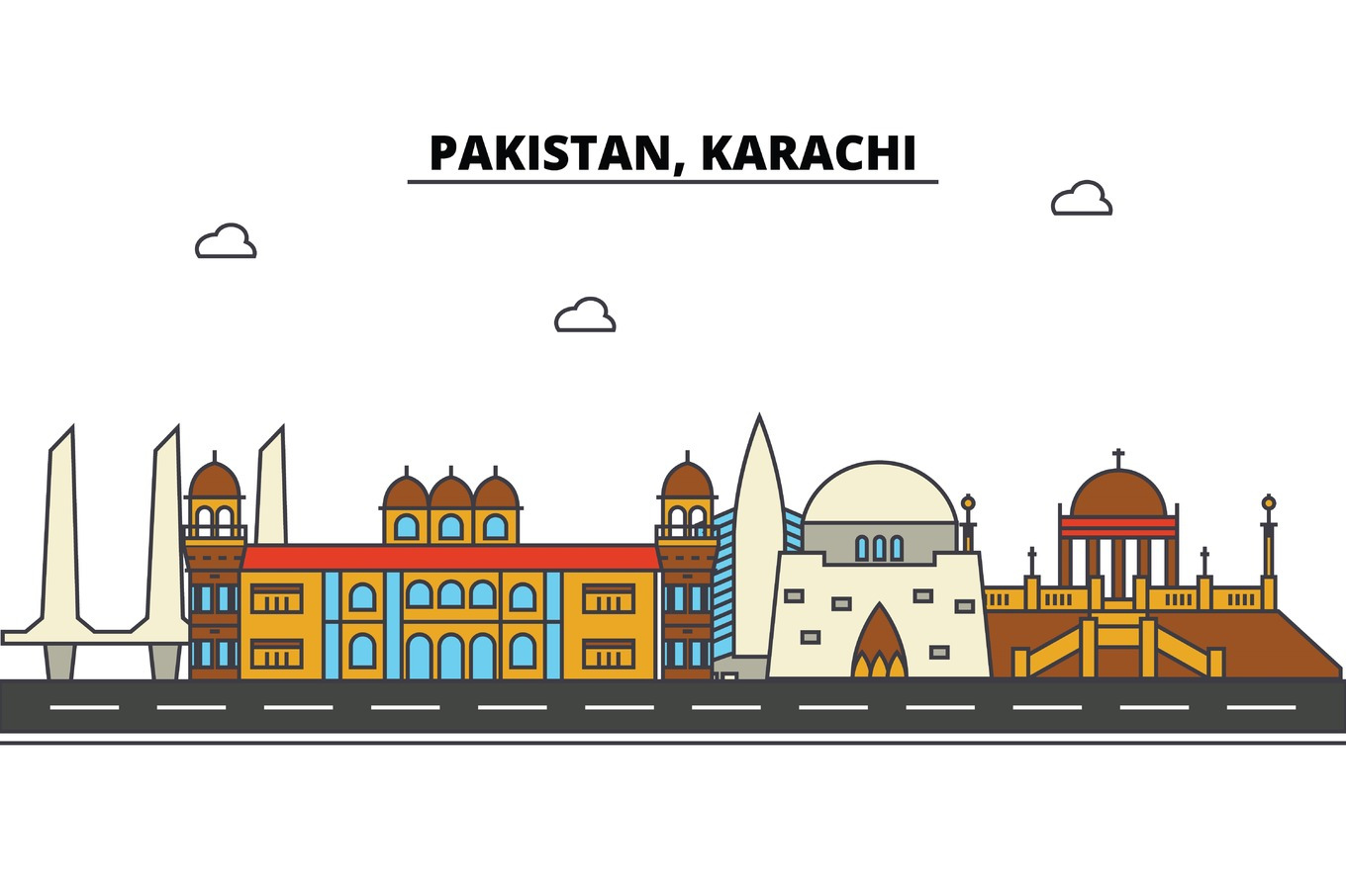 Pakistan, Karachi. City skyline: architecture, buildings, streets ...