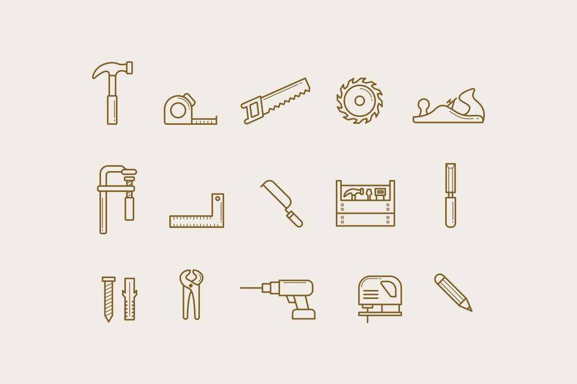 15 Carpentry Icons, an Icon by Creative VIP