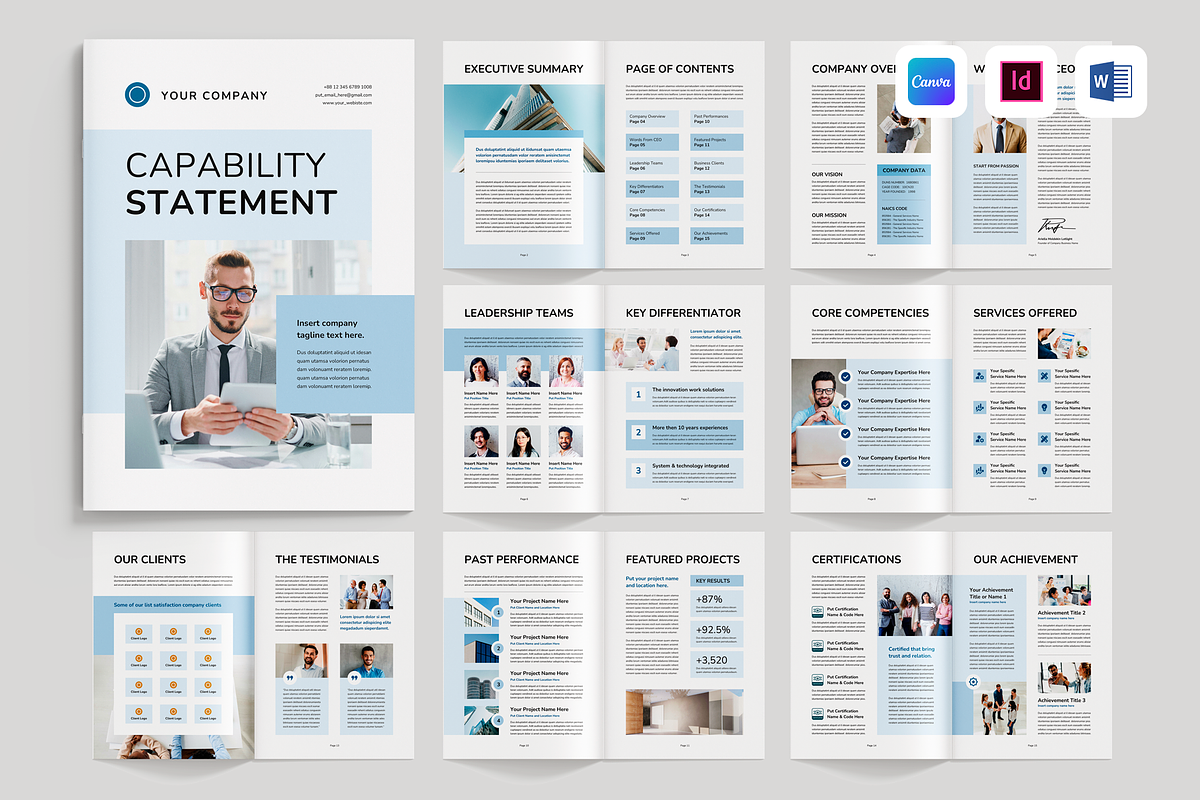 Capability Statement | Canva & Word, a Brochure Template by Leaflove