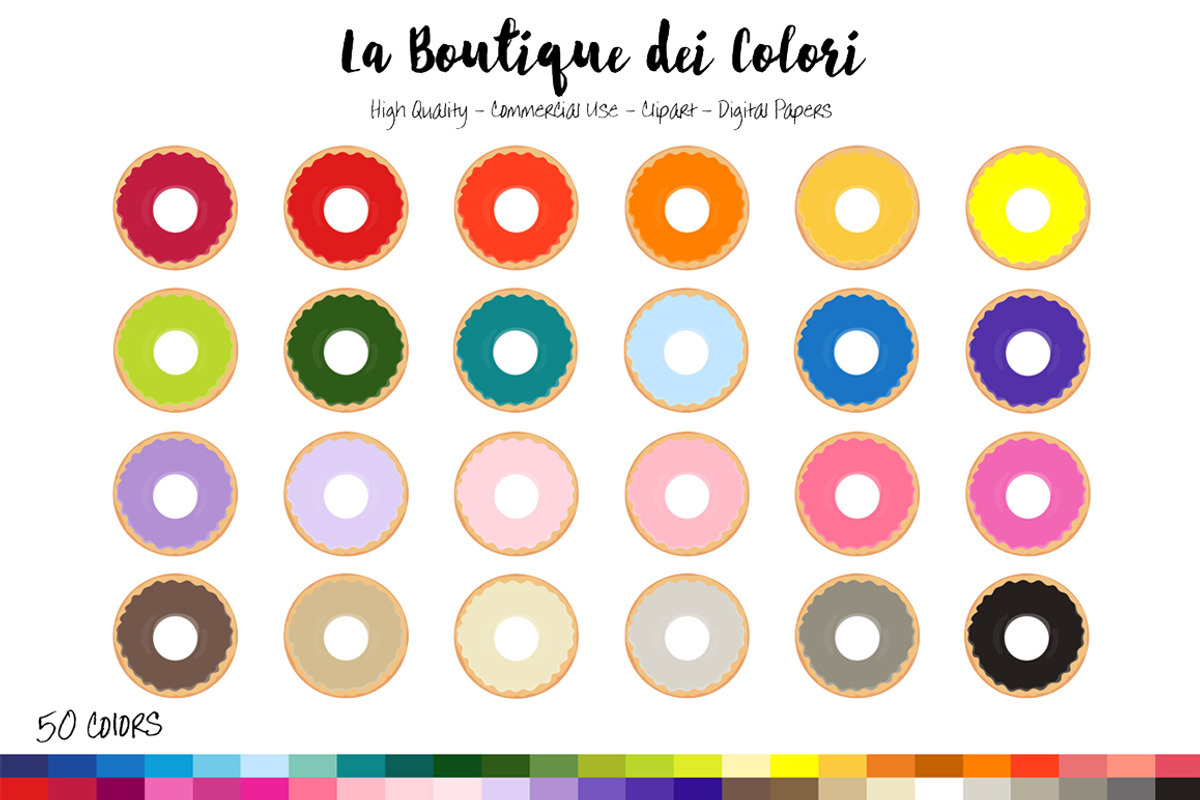 50 Rainbow Doughnut Clip Art, a Food Illustration by La Boutique dei Colori
