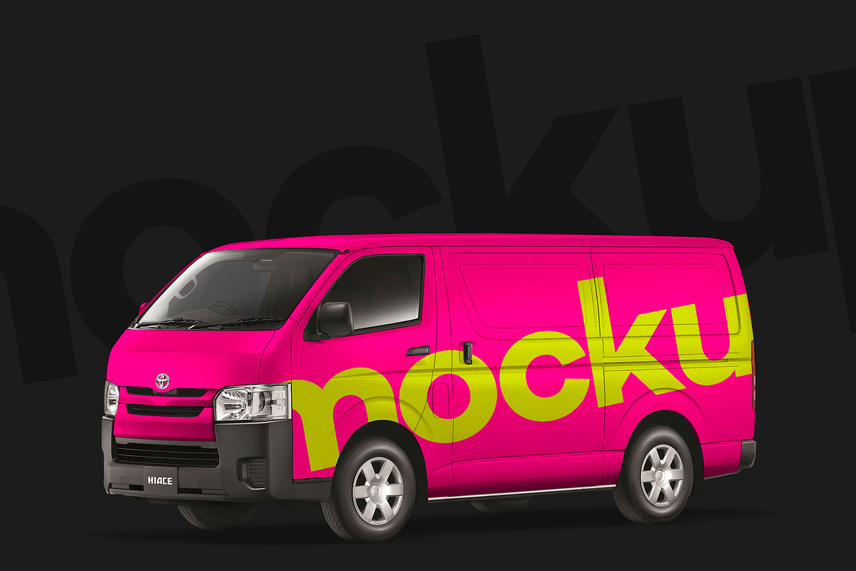 4K Work Van Toyota HiAce PSD Mockup, an Advertising Mockup by mockupdepot
