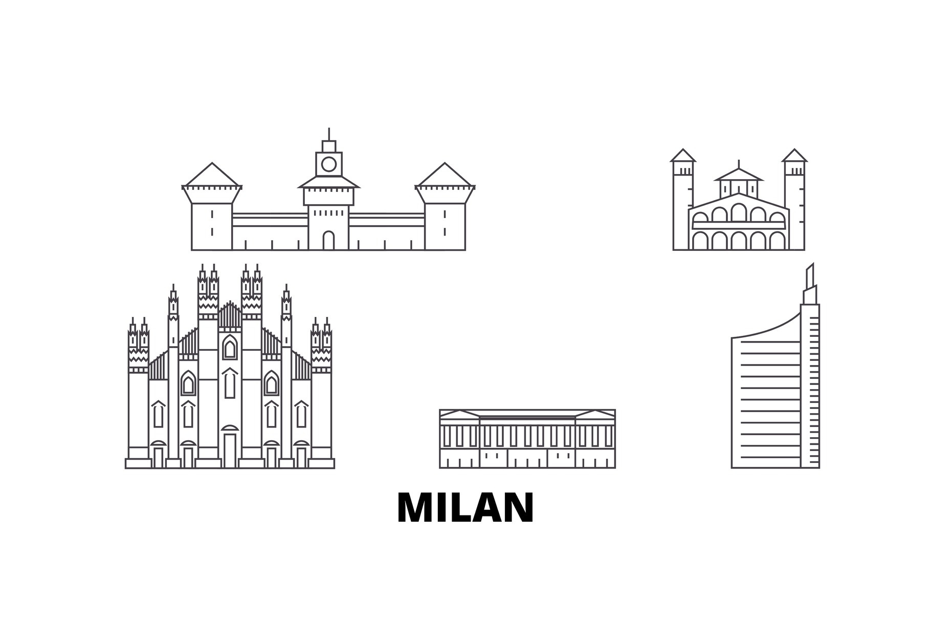 Italy, Milan City line travel, an Illustration by urban icon