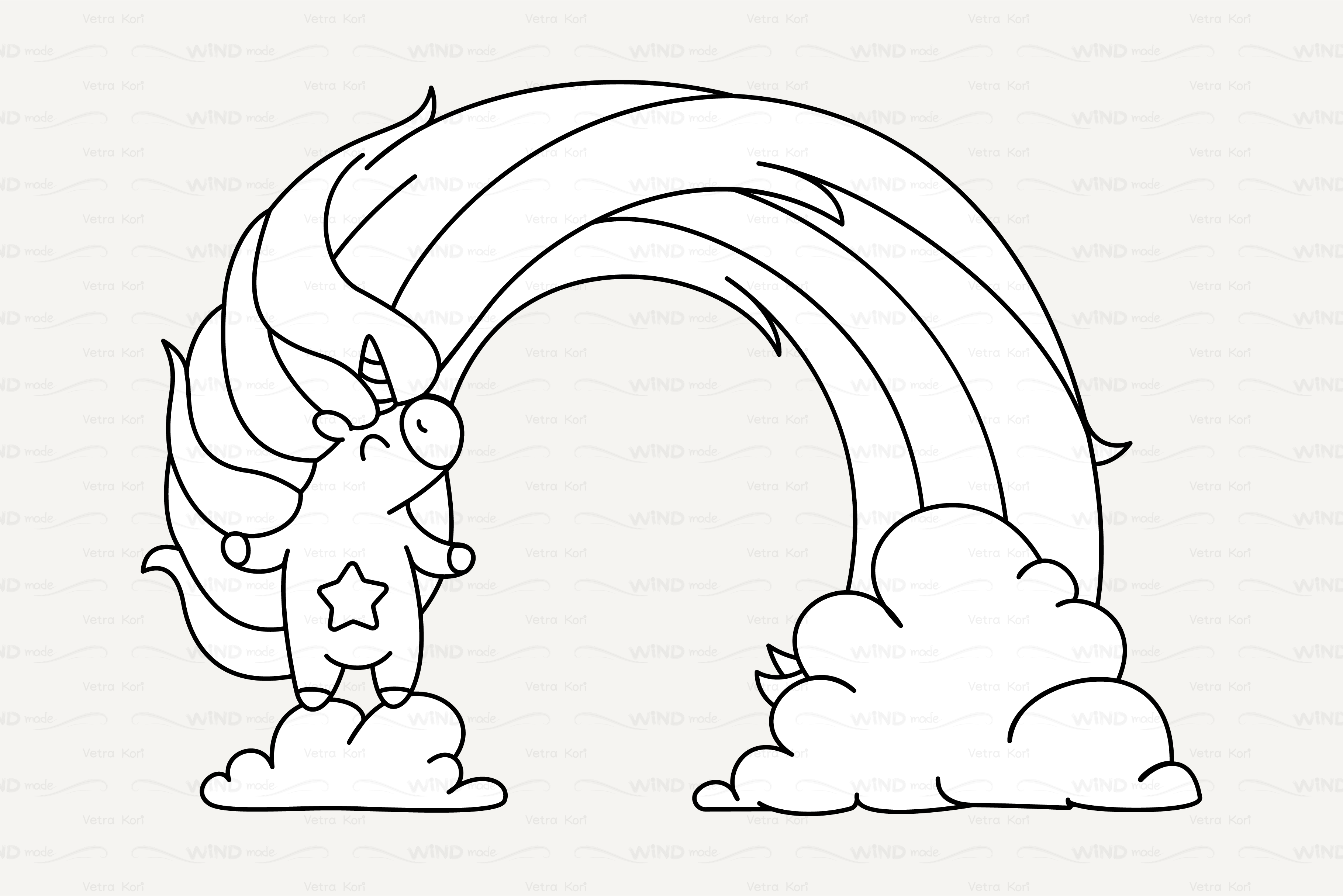 vector Cute outline unicorn, a Pattern Graphic by WINDmade