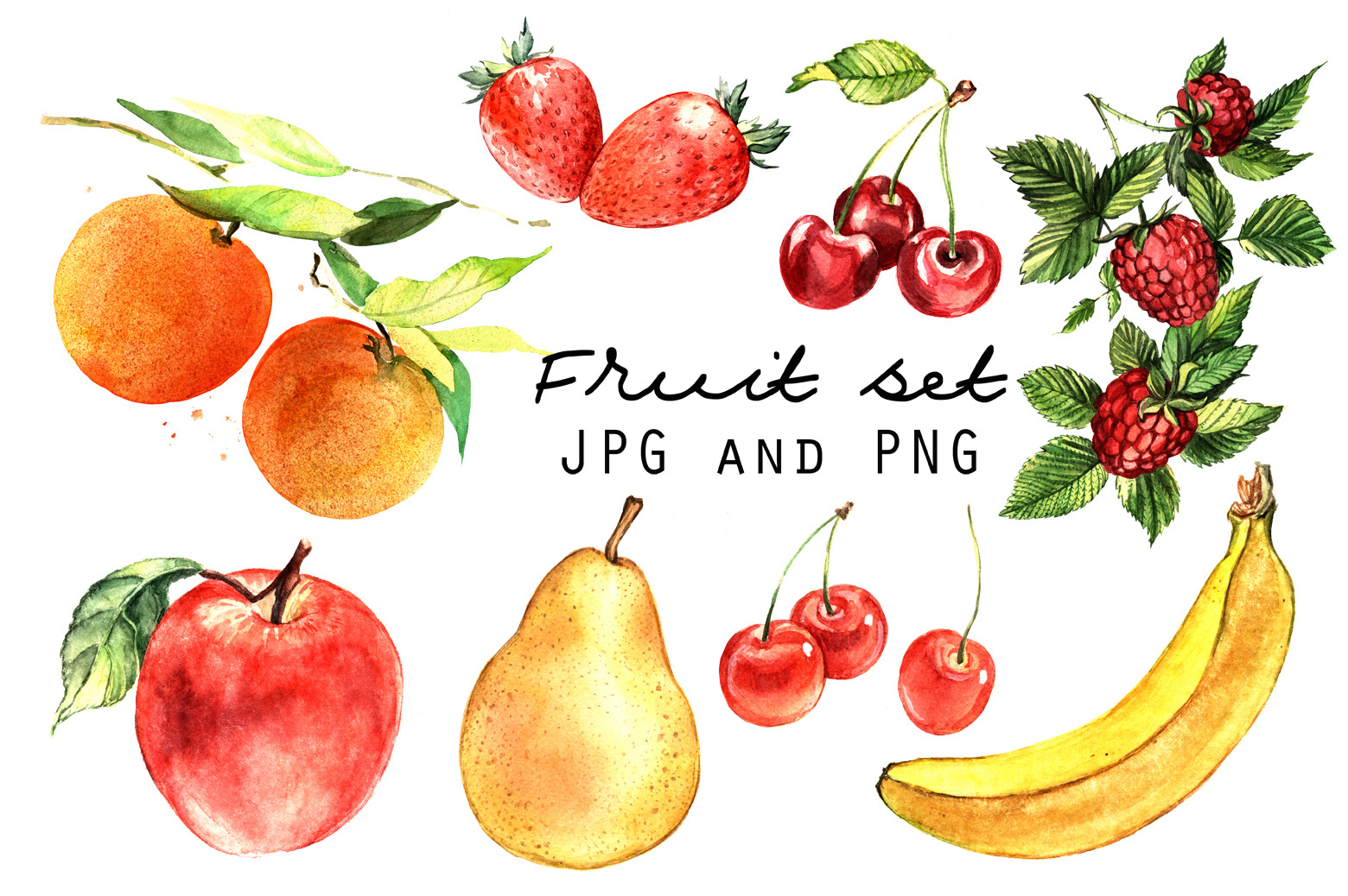 Fruit set, a Food Illustration by Watercolor dreams