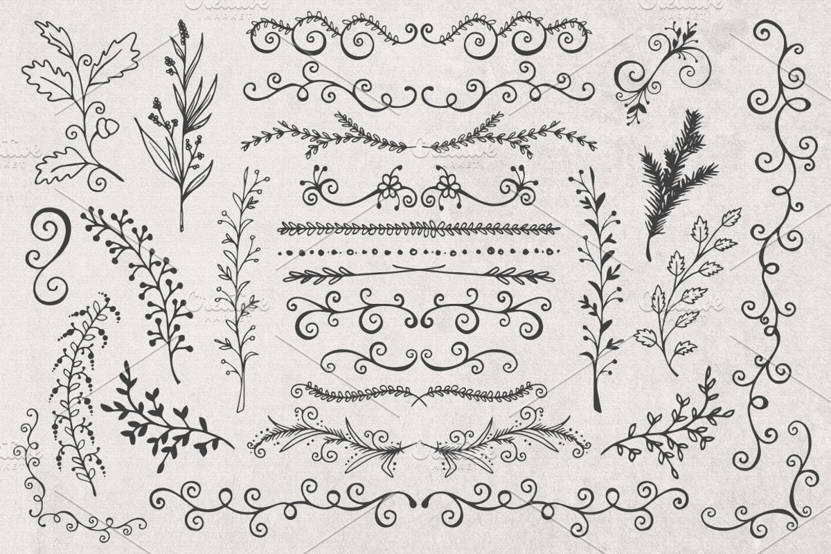 Hand Drawn Banners, Branches, Leaves, an Illustration by Callie Rian & Co.