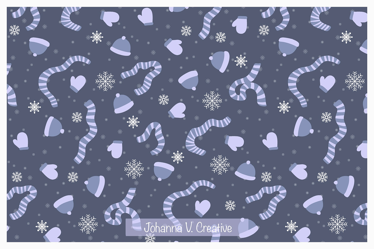 Winter Accessories Seamless Pattern, an Illustration by Johanna V. Creative