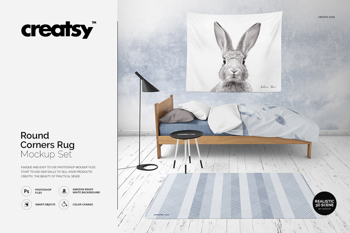 Round Corners Rug Mockup Set, a Household Mockup by creatsy2 | Creative ...