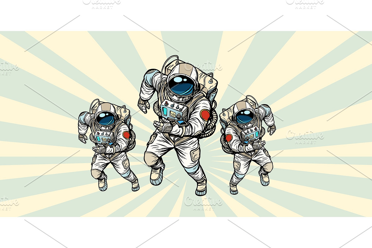 astronauts heroic team, a Person Illustration by studiostoks