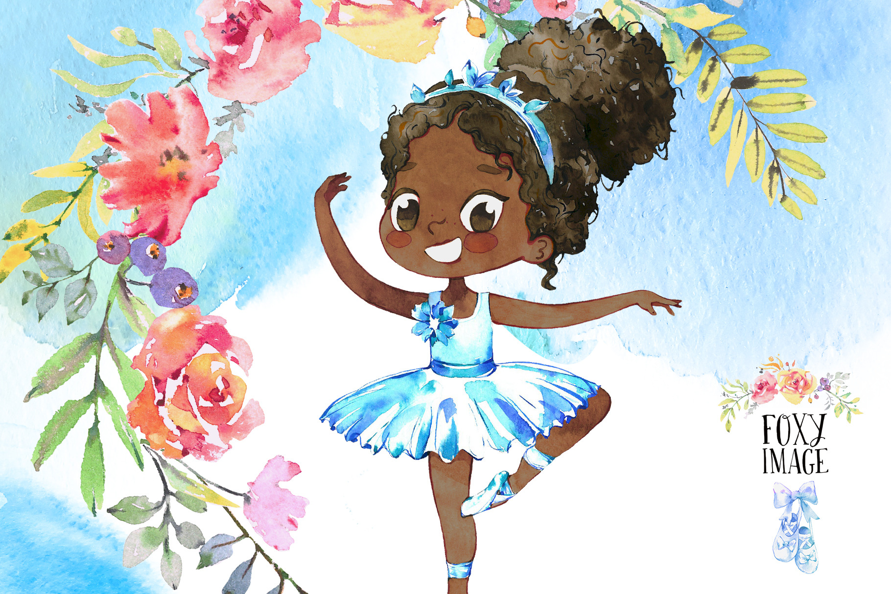 African-American Ballerinas Clipart, an Illustration by FoxyImage