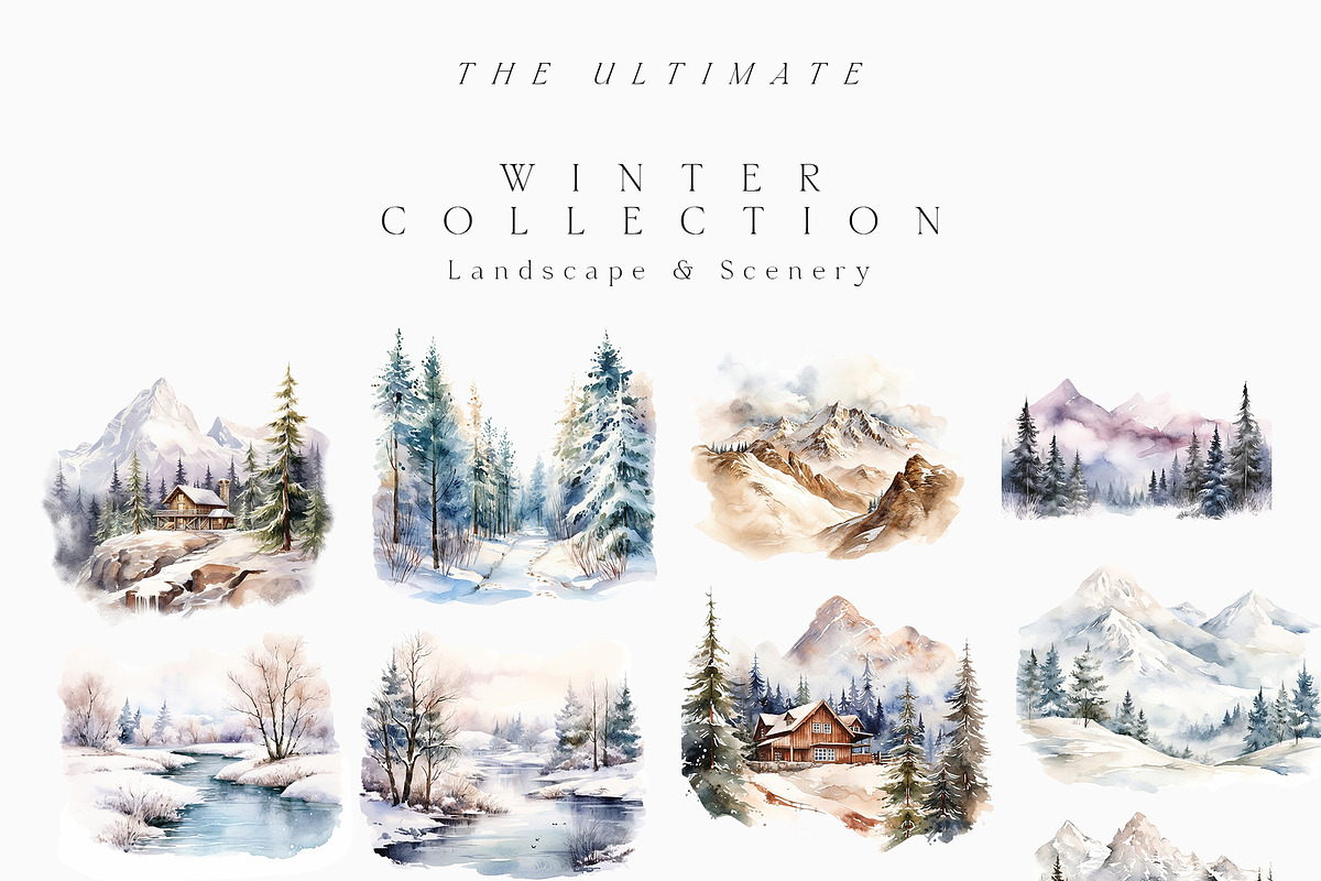 Watercolor Winter & Christmas clipart