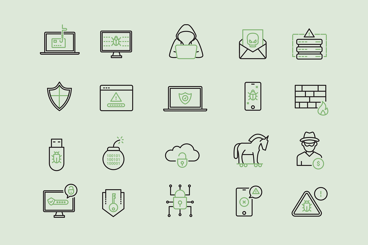 20 Cyber Crime Icons, an Icon by Creative VIP