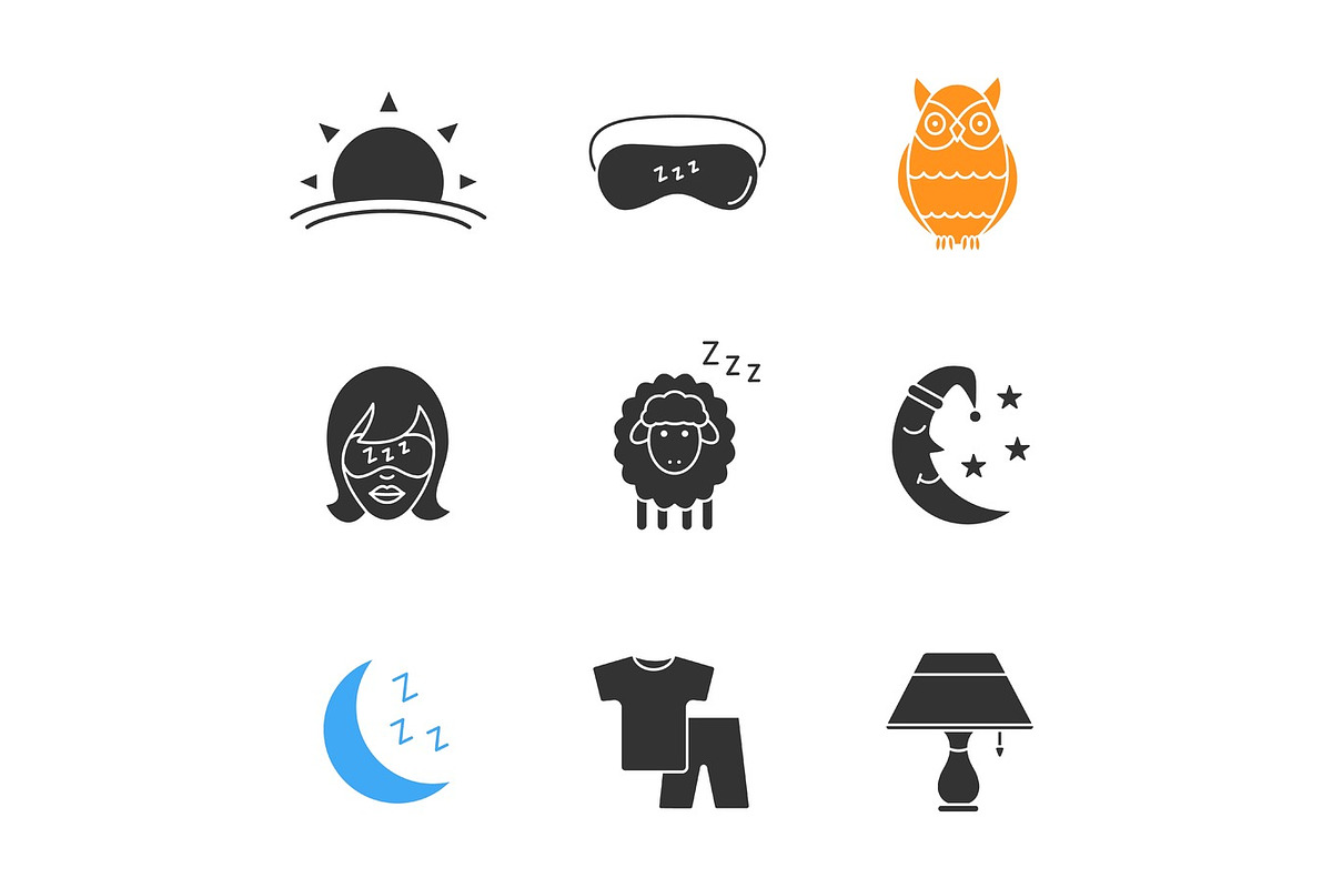 Sleeping accessories glyph icons set, an Icon by IMG visuals icons