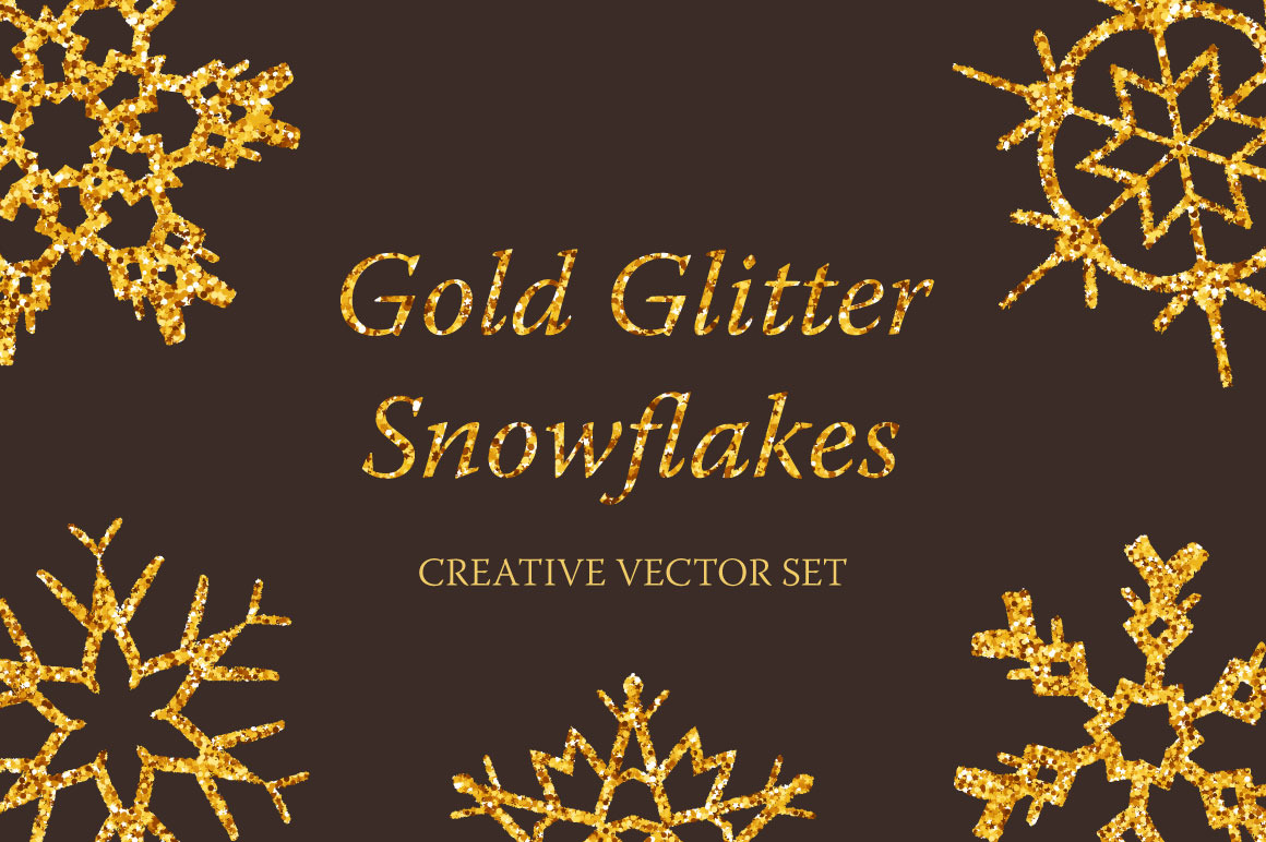 Gold Glitter Snowflakes, an Object Graphic by Sunny Design