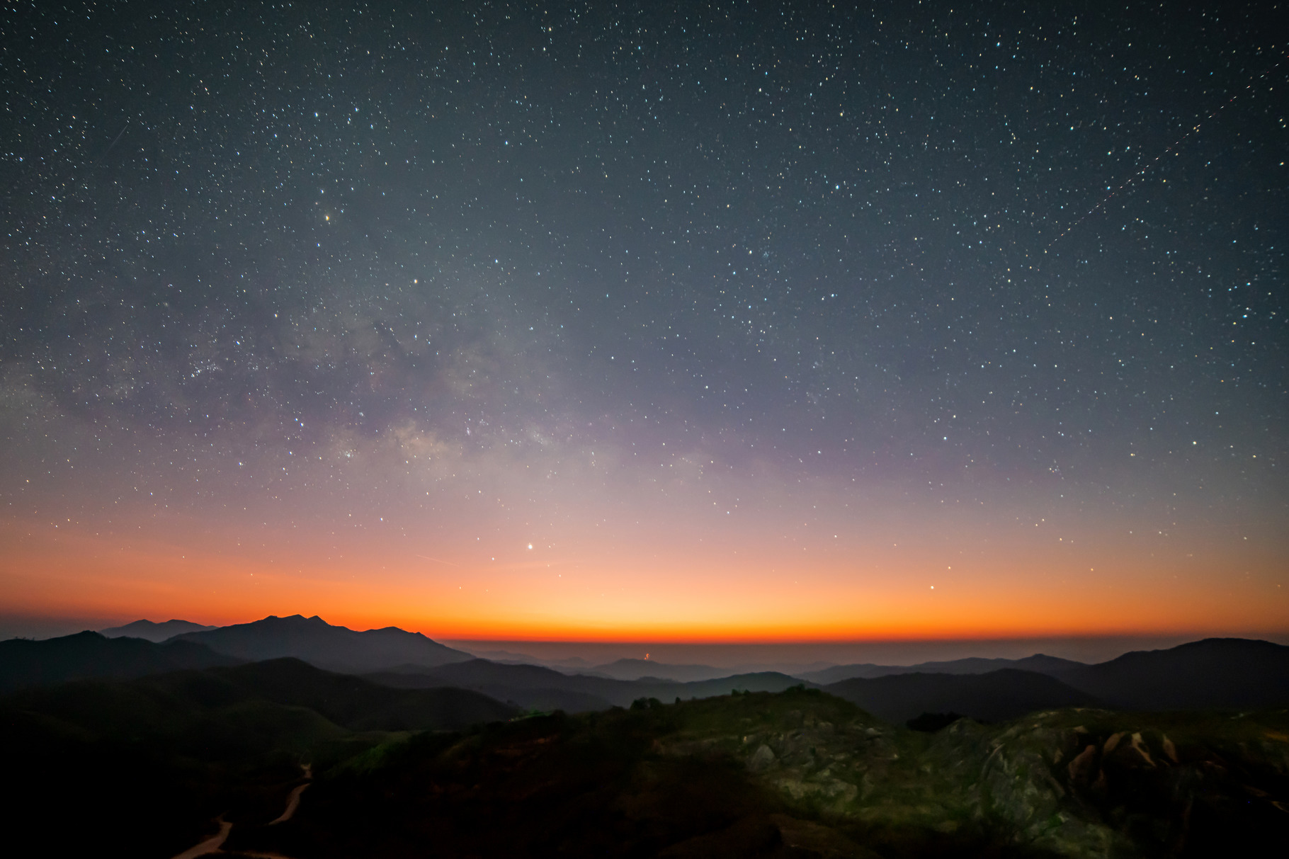 Panorama view universe space shot of milky way galaxy with stars, a ...