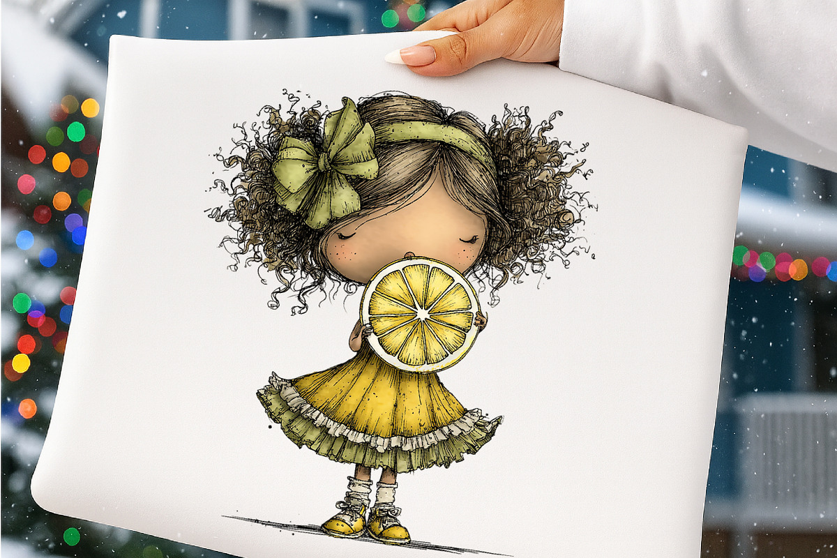 Whimsical Lemon Girls Png Clipart, an Illustration by SinaCreation