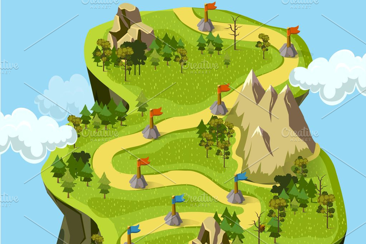 Game Level Map Concept Set II, a Background Graphic by 2dvillShop