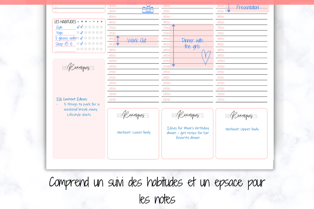 FRENCH Weekly Planner Printable
