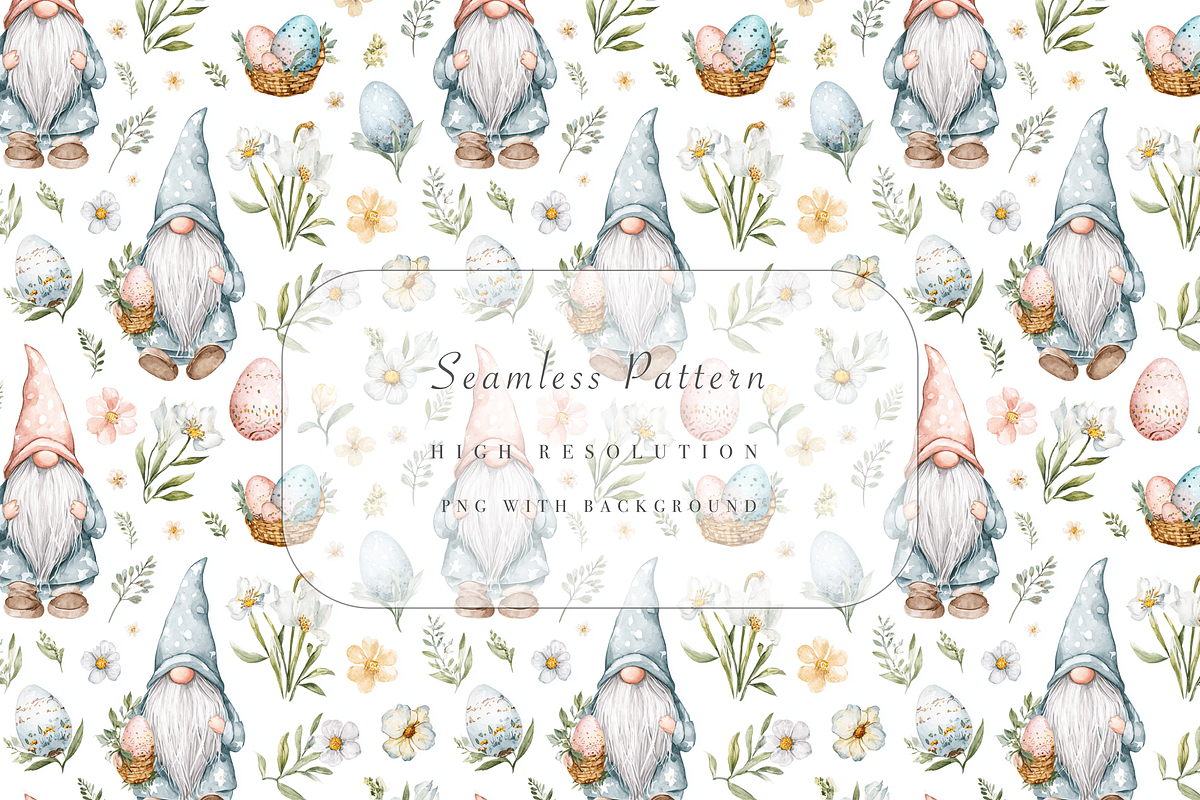 Easter Gnome Seamless Pattern