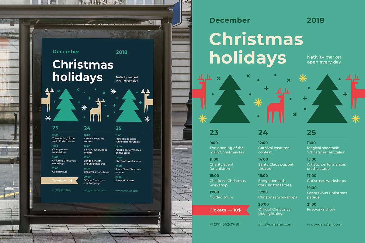 Christmas Event Schedule Poster, a Flyer Template by EDT.Graphics