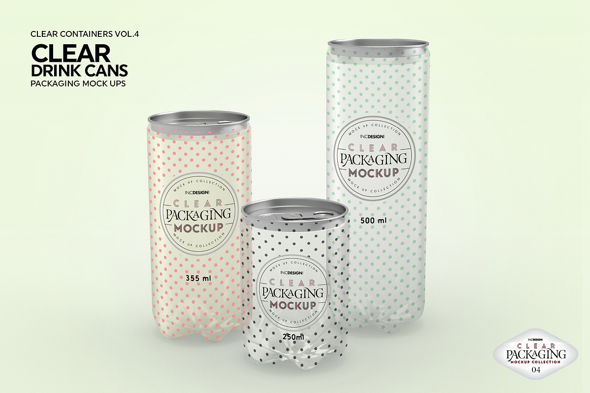 Clear Drink Cans Packaging Mockup, a Cups & Container Mockup by INCDesign