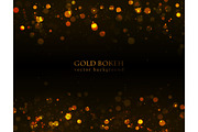 Magic sparkle, gold dots on dark background. Vector bokeh effect., a ...
