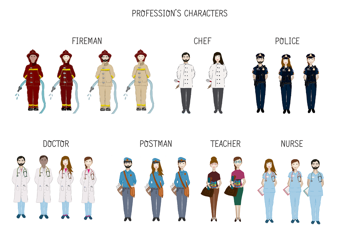 Profession's Characters, a Graphic by Cute Little Workshop