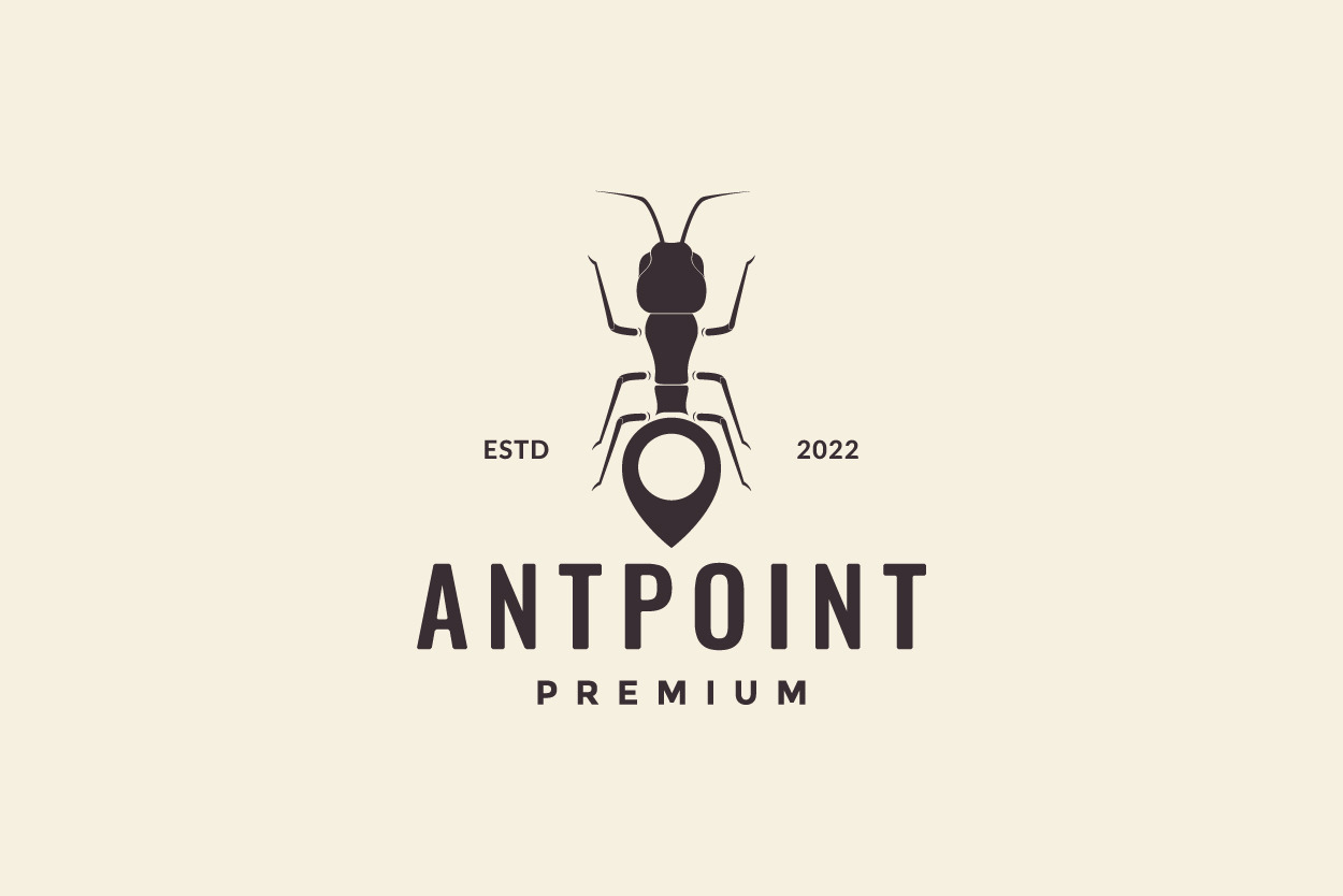 insect ant with pin map logo