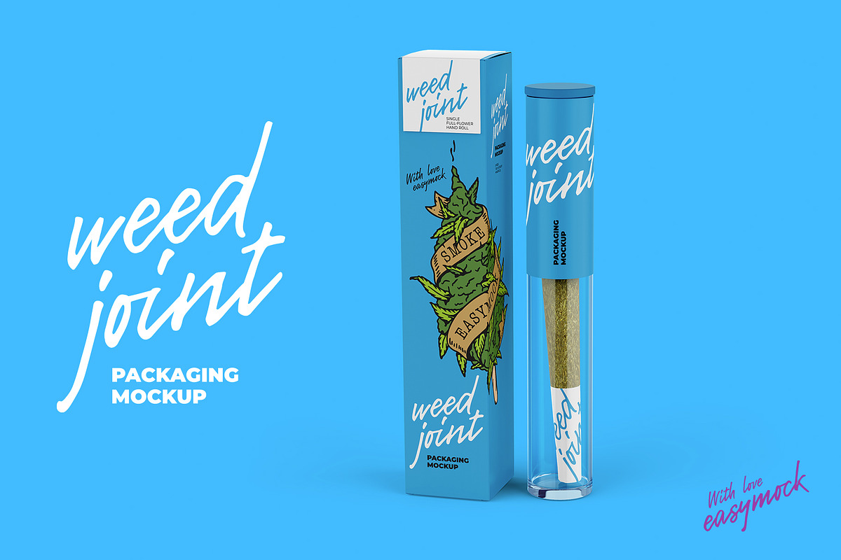 Weed Joint Pre-Roll Mockup - 5 PSD, a Product Mockup by easymock 2