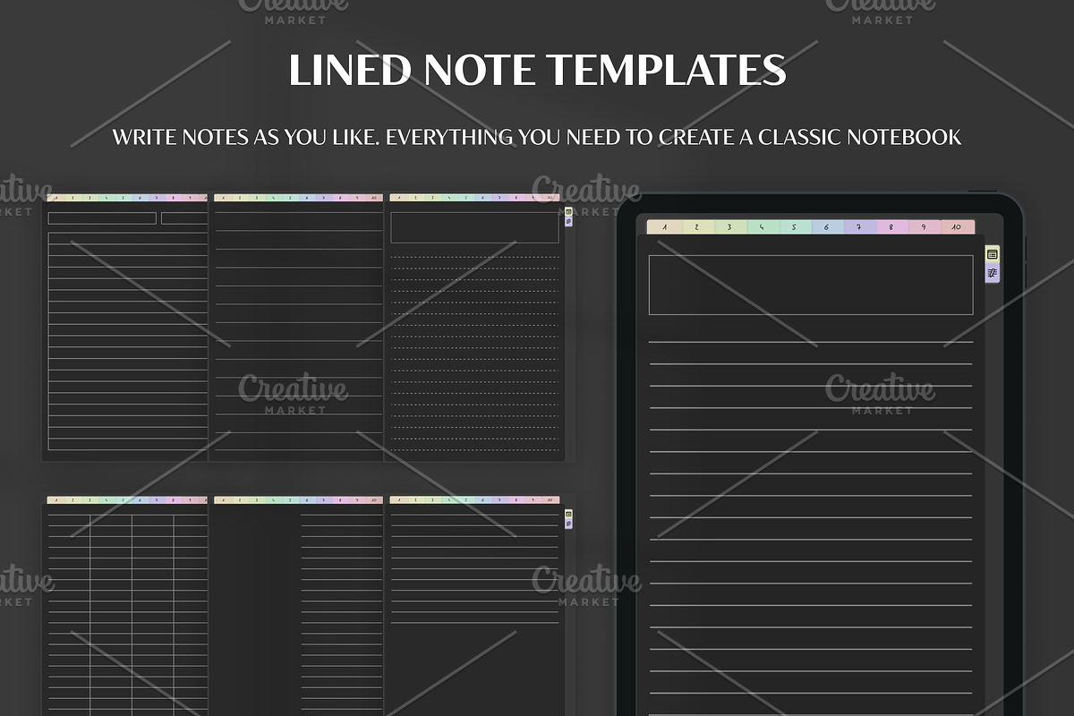Digital Notebook Dark Mode, a Stationery Template by Digital_Mind