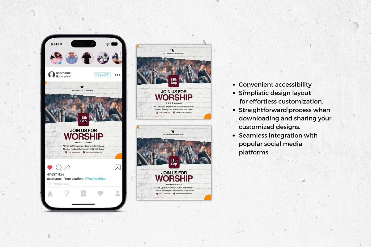 Sunday Service Church Canva Template, a Social Media Template by MK ...