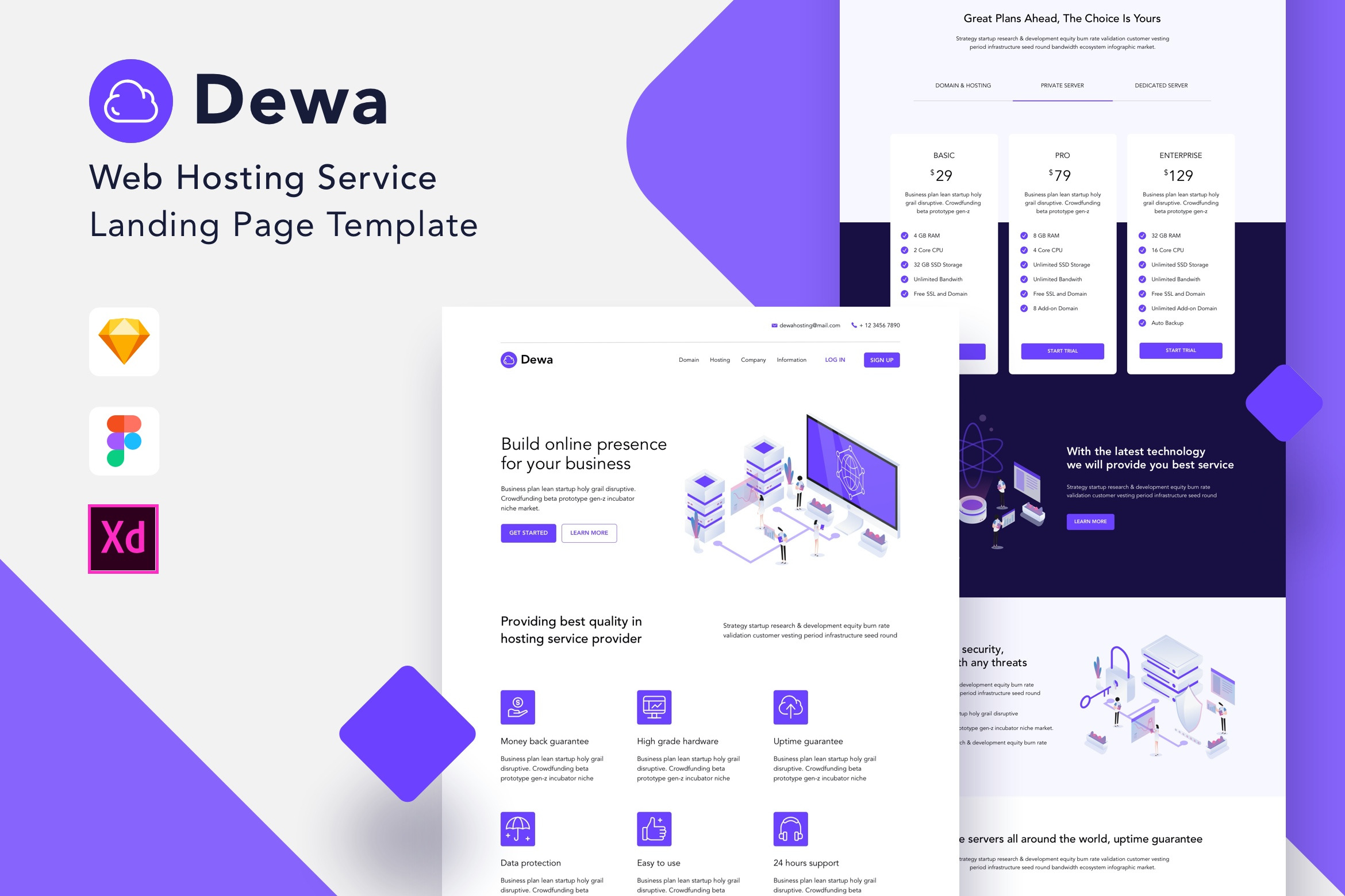 Dewa - Web Hosting Landing Page, a Landing Page Template by Kreativ ...