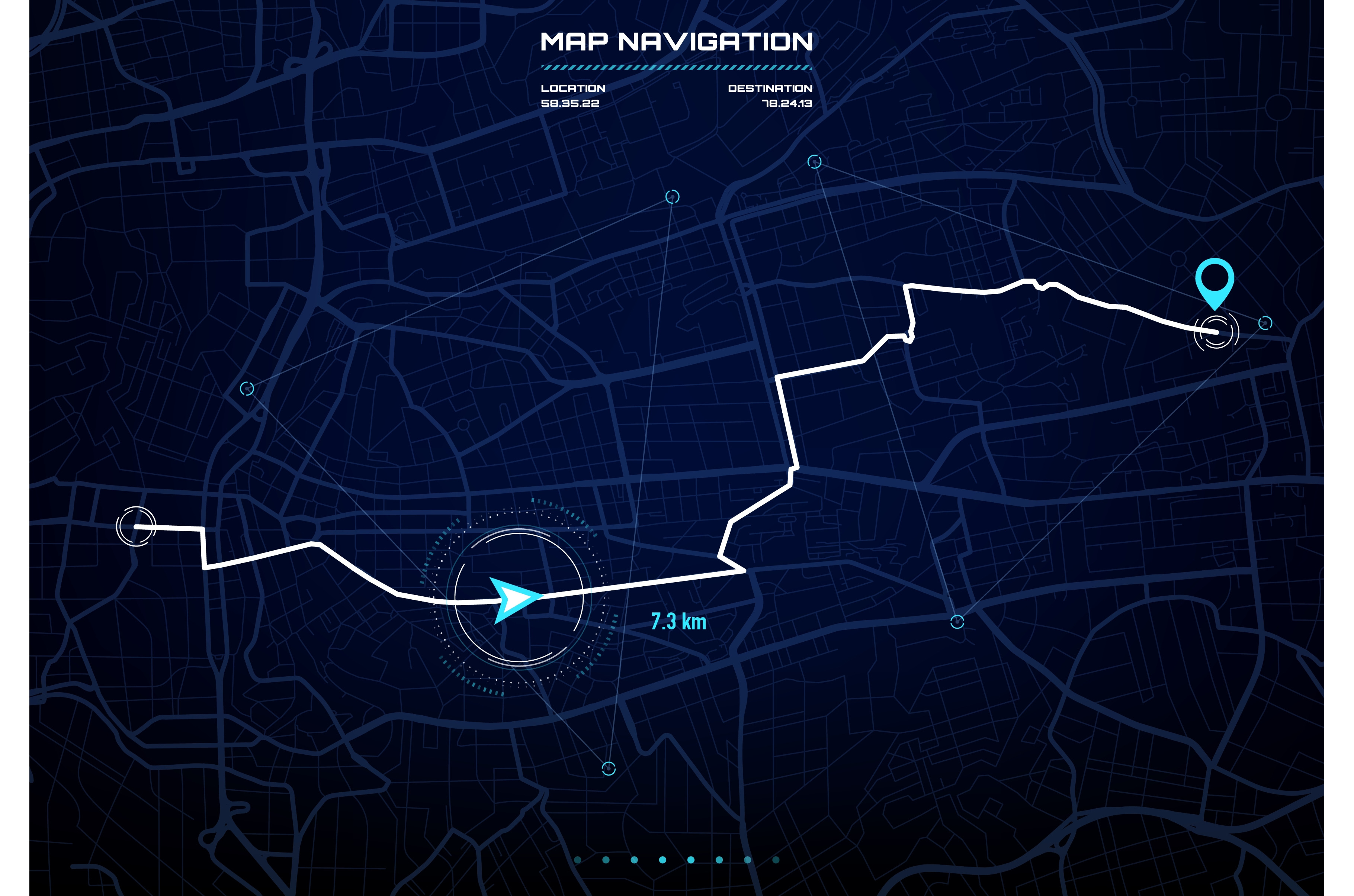Route dashboard with city map, a Templates & Theme by Vector Tradition