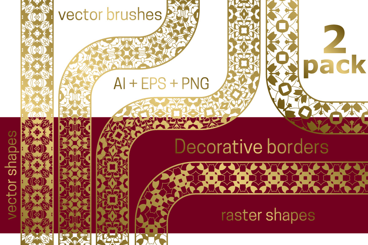 Decorative borders pack 2, a Brush Add-On by Guten Tag Vector